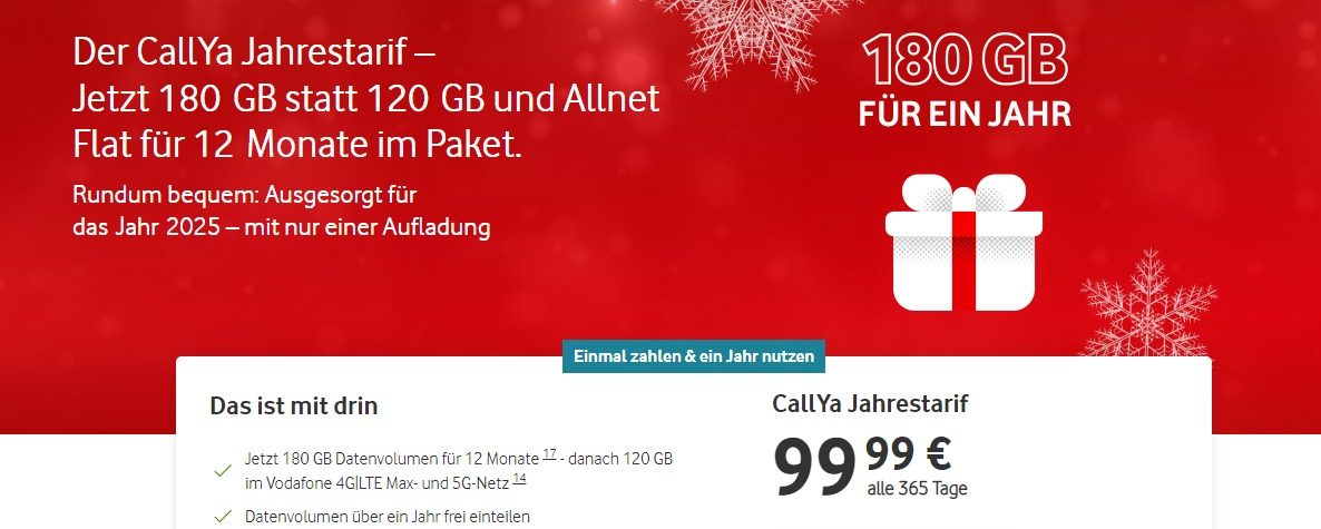 Vodafone Callya Jahrestarif - das Prepaid Jahrespaket mit 120 GB ...